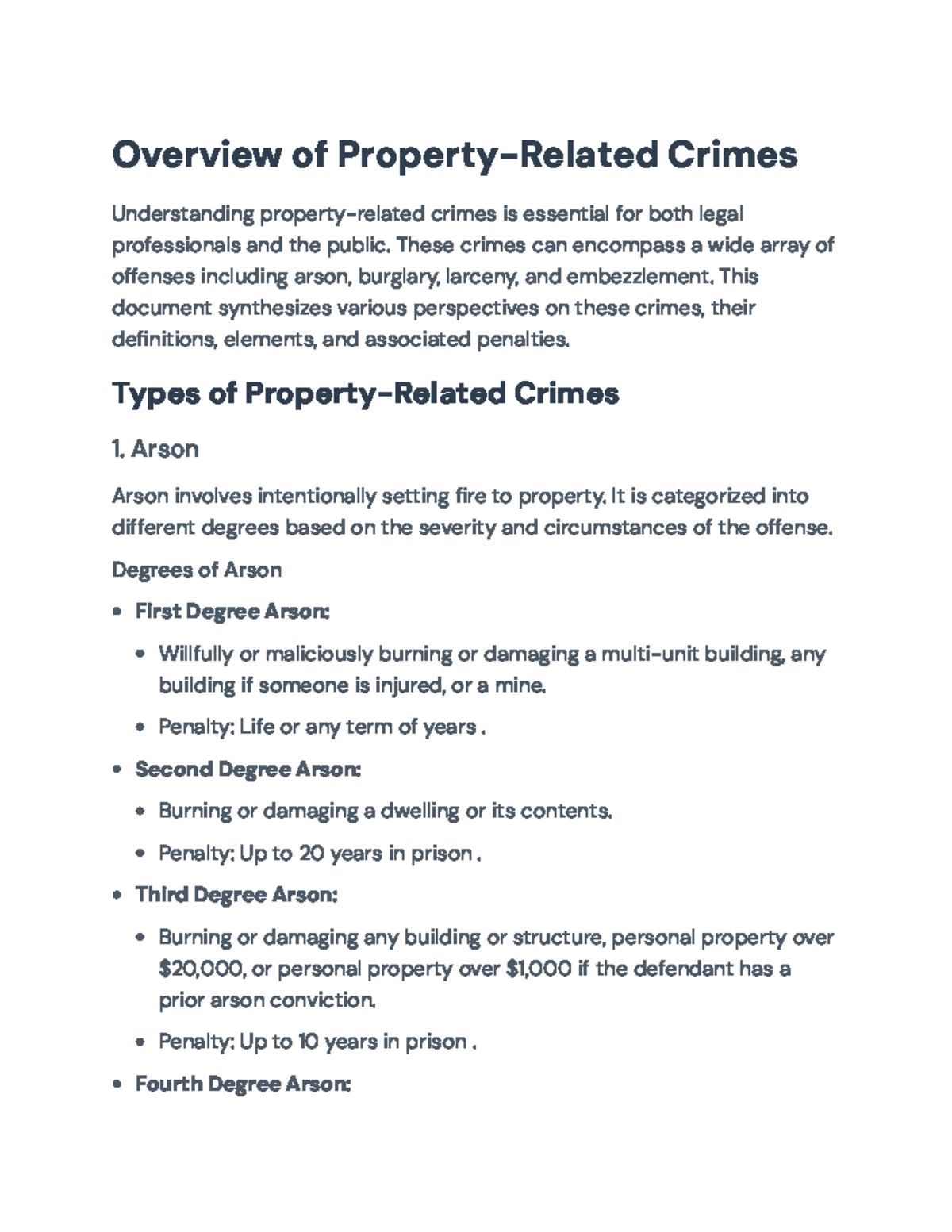 Overview of Property Crimes: Definitions and Penalties Guide - Overview ...