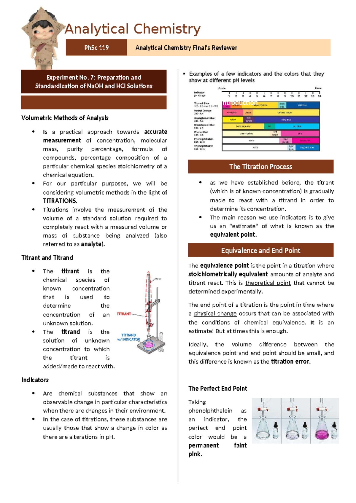 Analytical Chemistry PhSc 119 Final Exam Reviewer: Titration Techniques ...