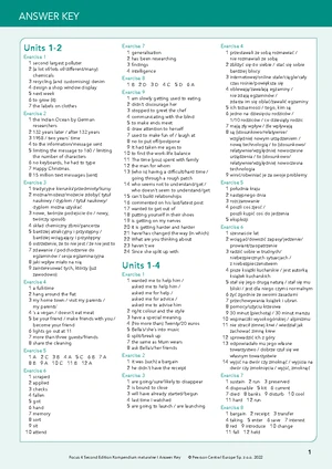 538463731 Focus 4 2E Workbook Answers - 1 Vocabulary Exercise 1 1 go 2 ...