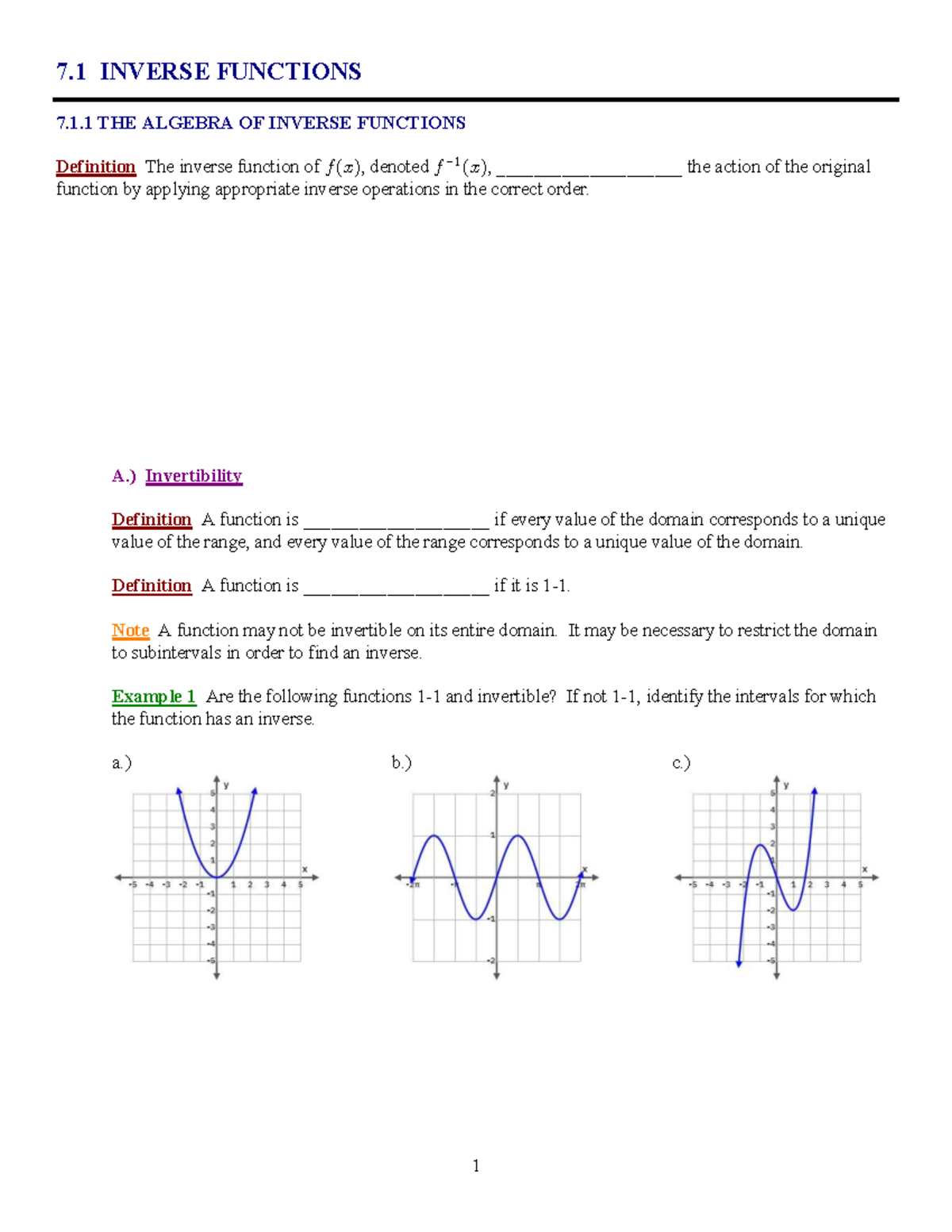 Mathematics Notes on Inverse Functions and Derivatives - MATH101 - Studocu