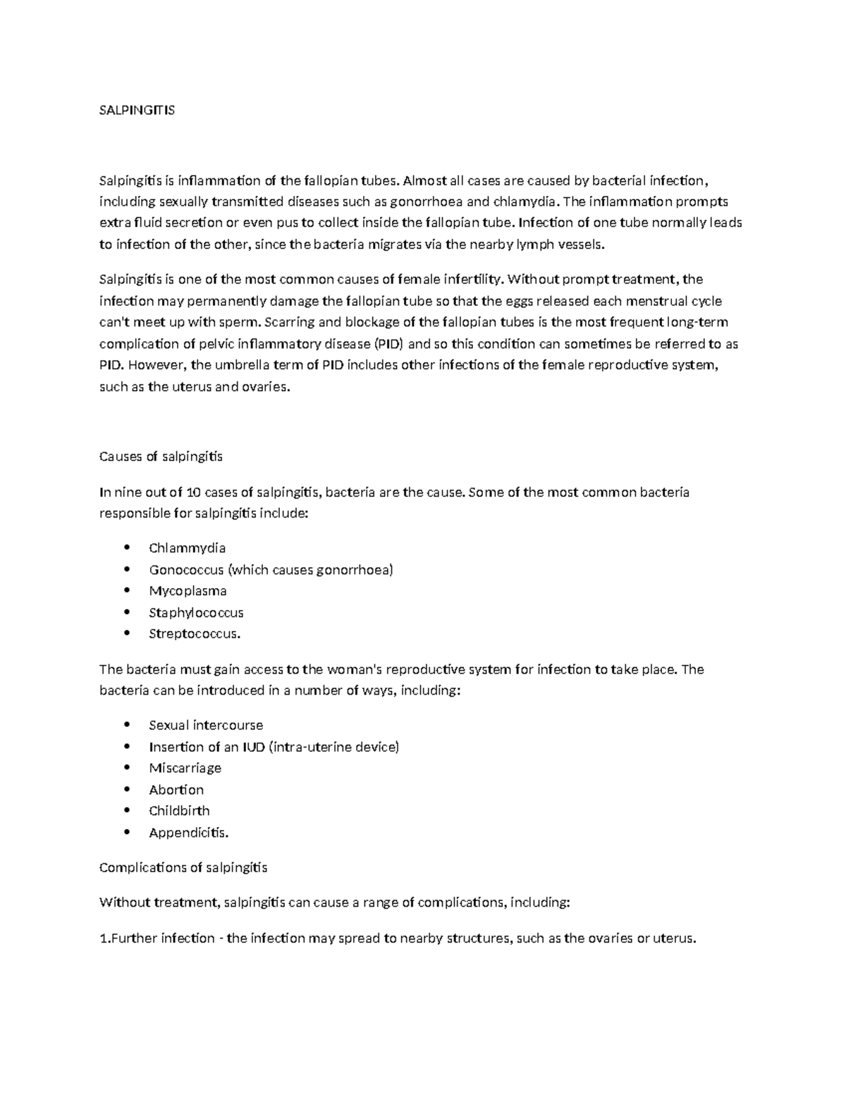 Salpingitis Overview: Nursing Student Guide on Causes and Treatment ...