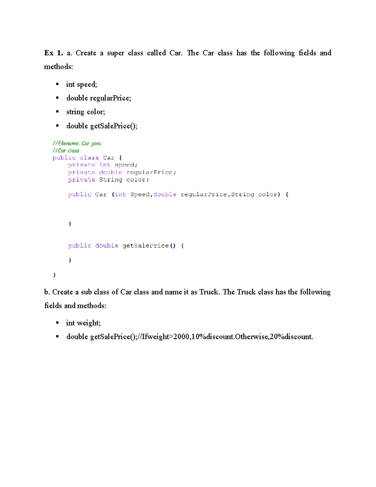 Exercises 3 - Java Inheritance & Polymorphism Concepts - Studocu