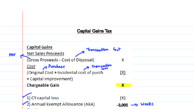 Capital Gains Tax Overview and Calculations (ATX) - Studocu