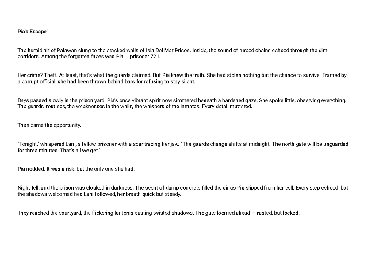 G Ah3Er Th WK - Final Exam Notes: Pia's Escape Analysis - Studocu