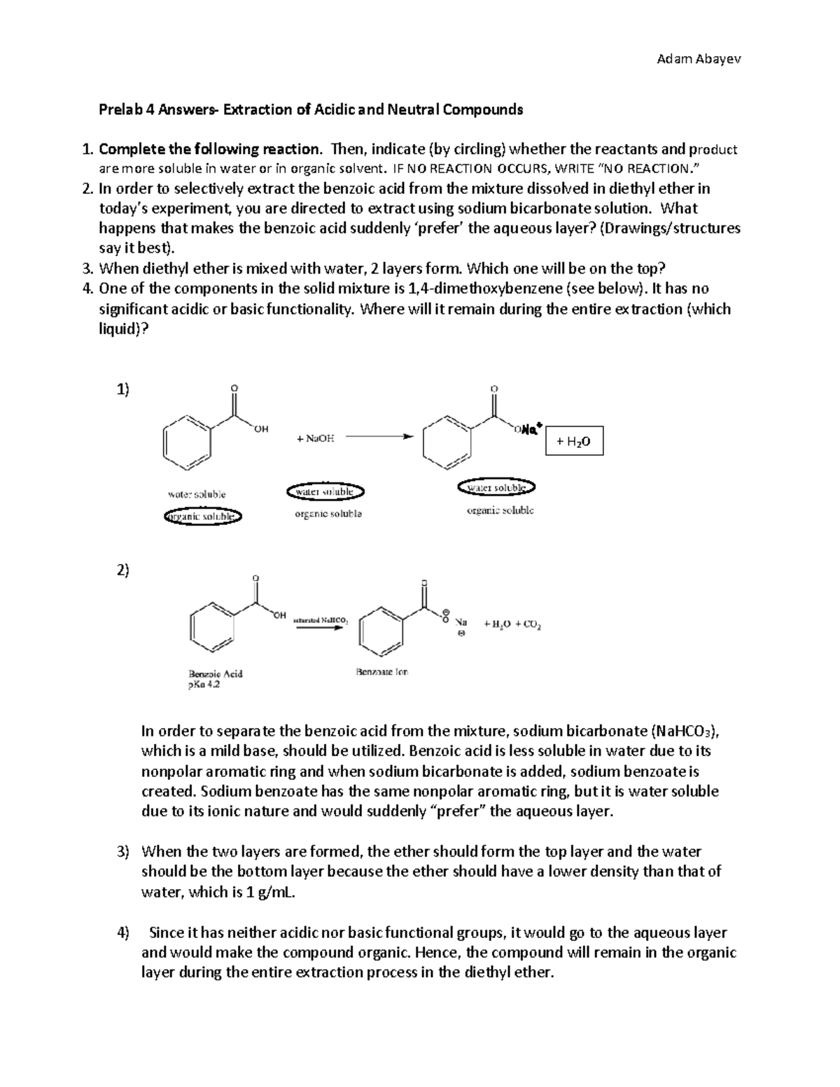 CHEM 343 - Pre-Lab 4: Extraction of Acidic & Neutral Compounds - Studocu