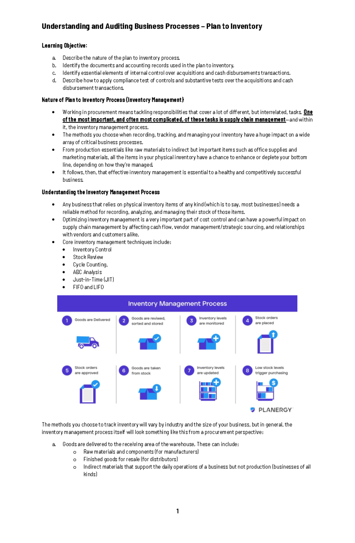 Understanding and Auditing Inventory Management Processes - BUS-PRO 202 - Studocu