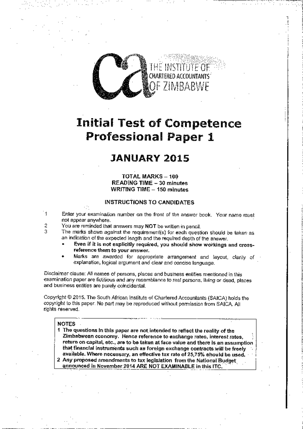 ITC 2015 P1 - Professional Paper 1 Exam Question Insights and Guidance ...