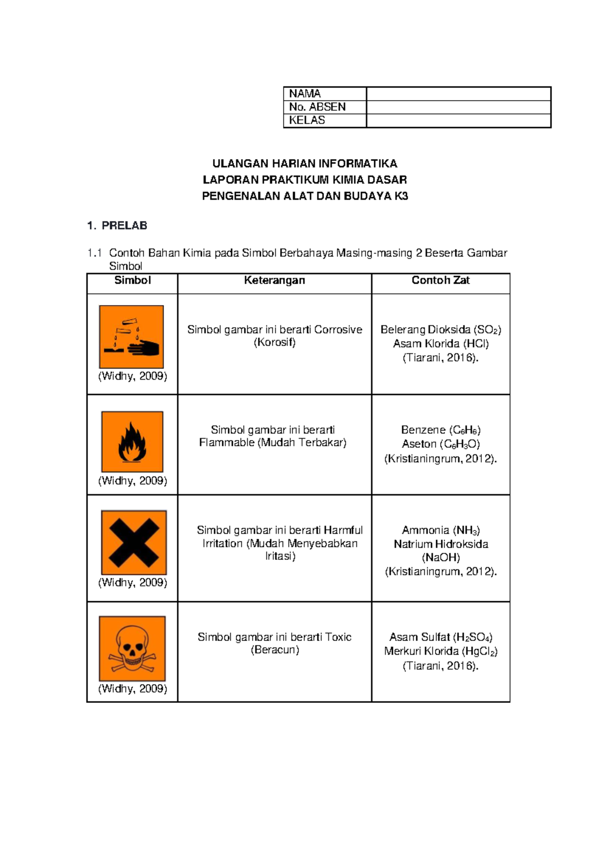 Ulangan Harian Informatika: Laporan Praktikum Kimia Dasar - Studocu