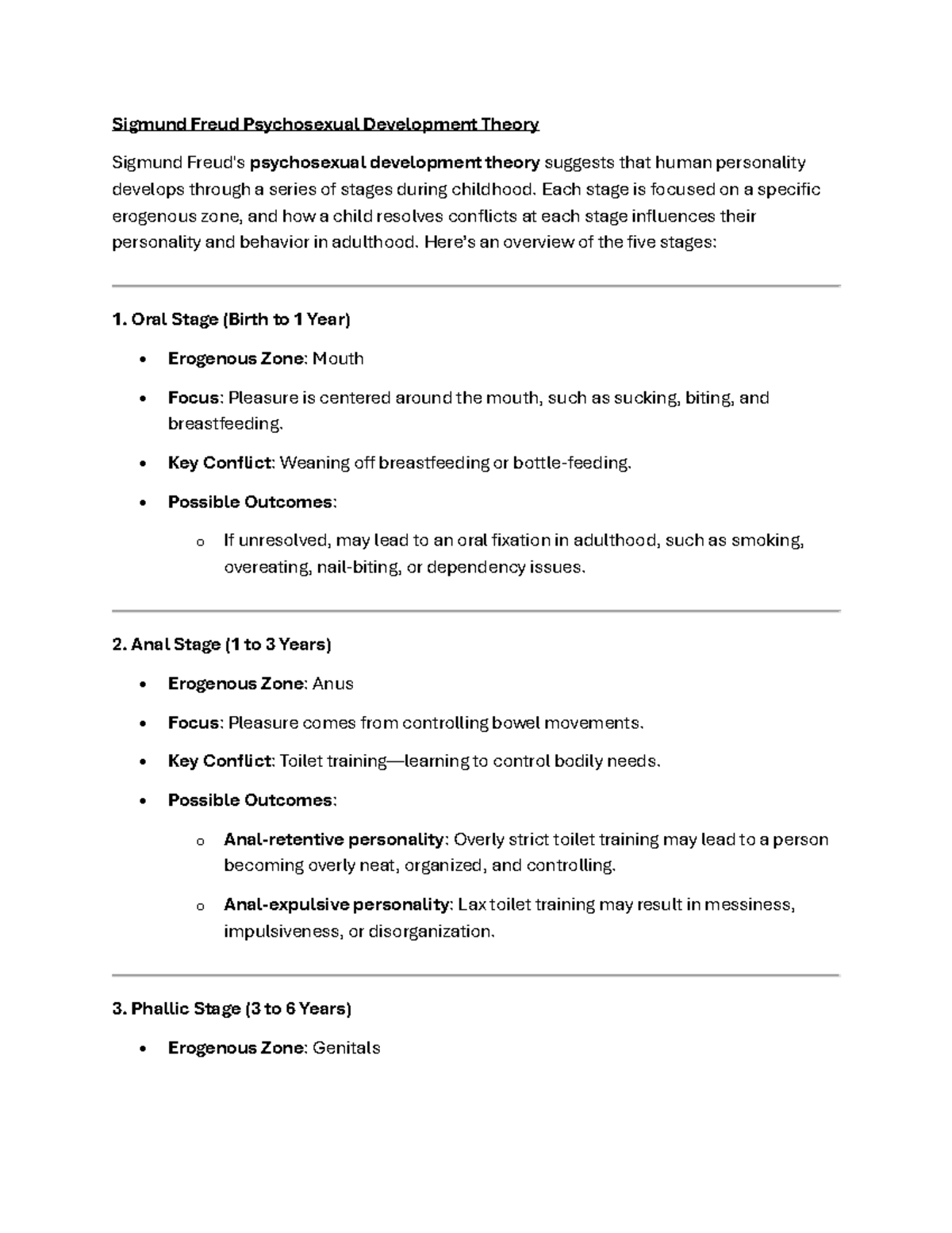 Freud's Psychosexual Development Theory Overview (PSY 101) - Studocu