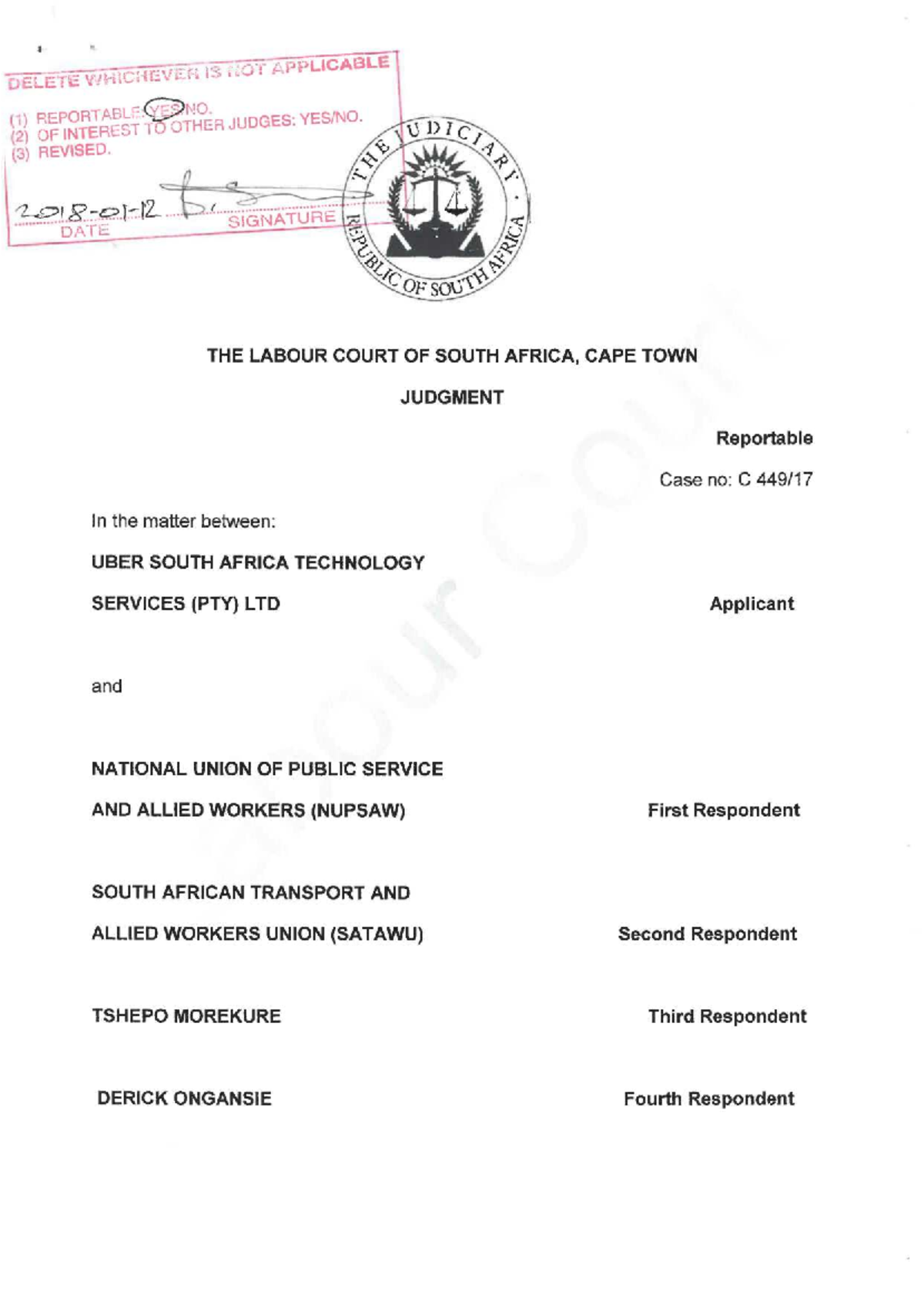 Uber SA v NUPSAW: Review of Employment Status of Drivers in CCMA Ruling ...