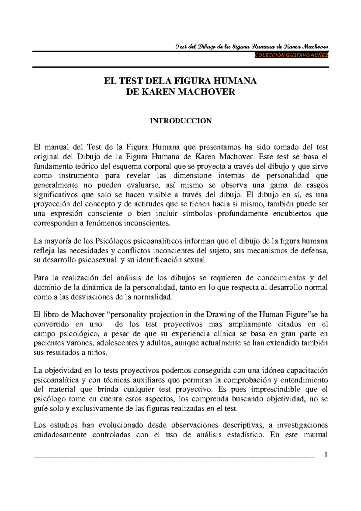 Test del Dibujo de la Figura Humana de Karen Machover - Análisis y ...