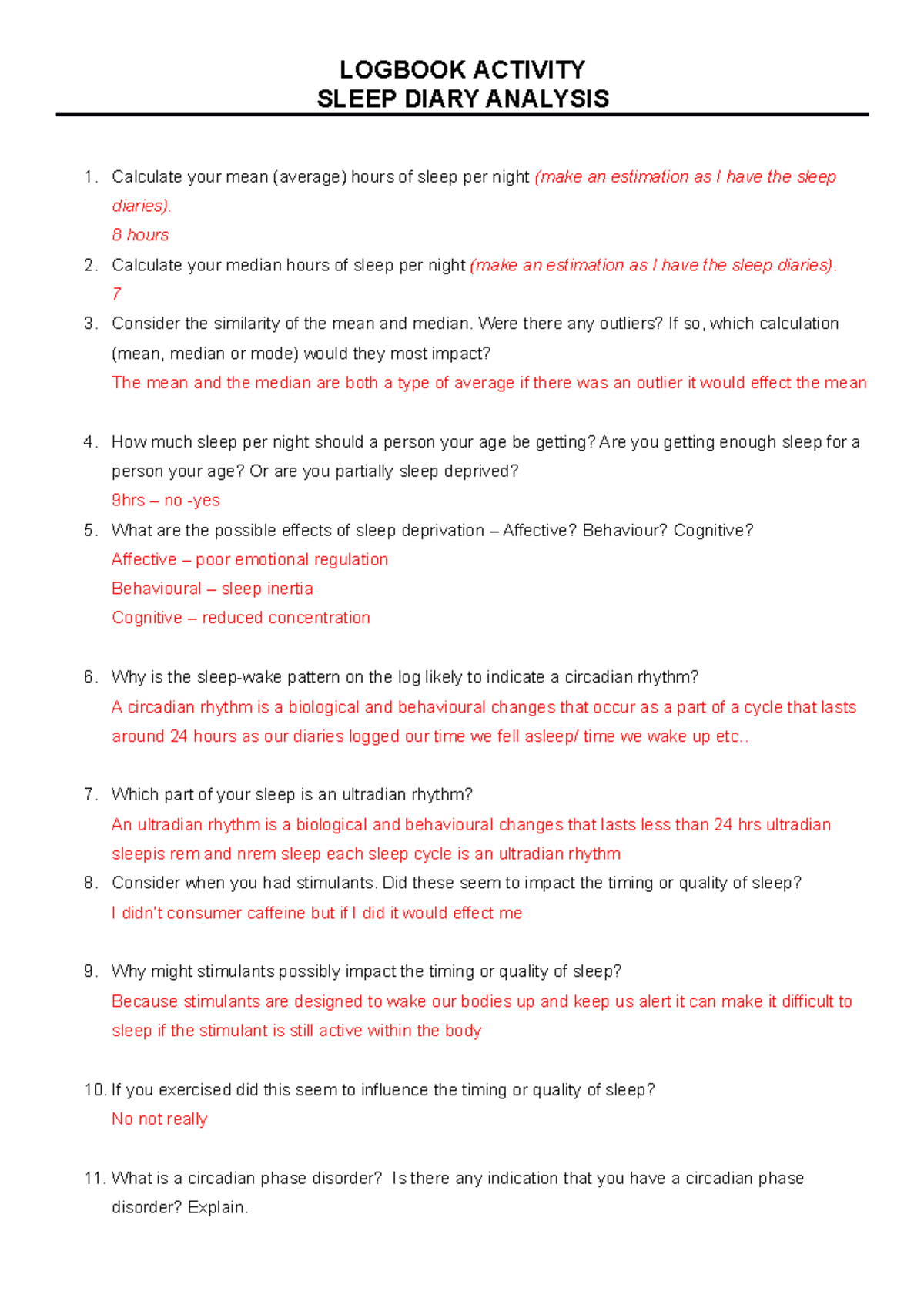 Logbook - Sleep Diary Analysis: Insights on Sleep Patterns and Rhythms ...