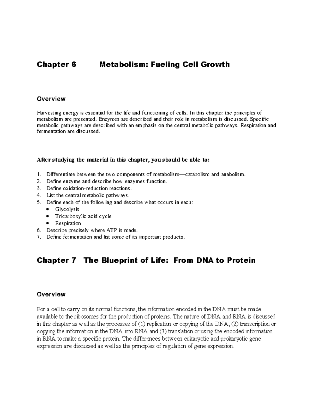 Study Guide CH6-7: Metabolism & DNA to Protein Concepts - Studocu