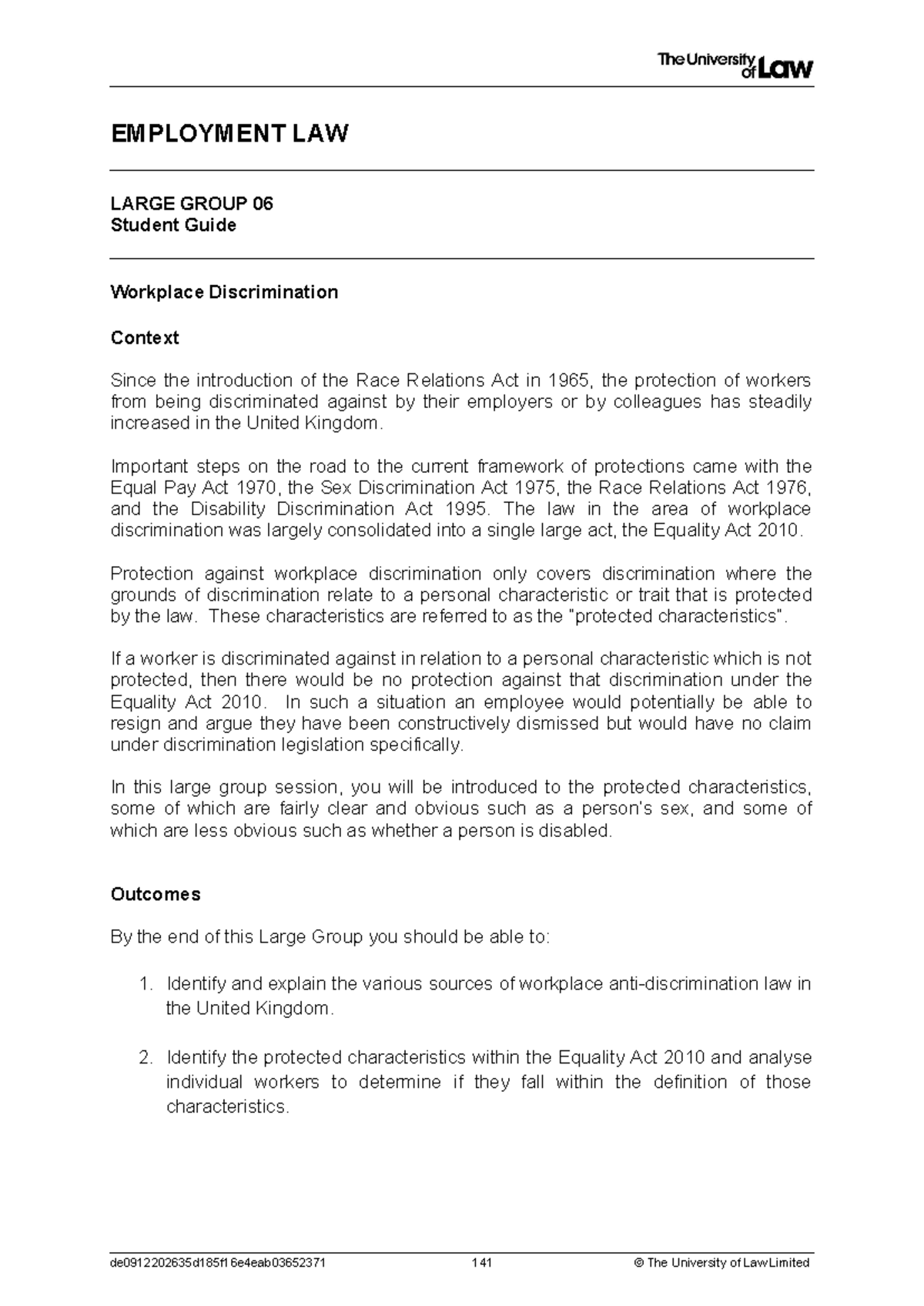 Employment Law (Unit 6) Student Guide: Understanding Workplace ...