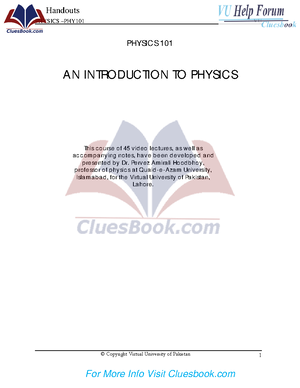 PHY101 handout complete - PHYSICS 101 AN INTRODUCTION TO PHYSICS This ...