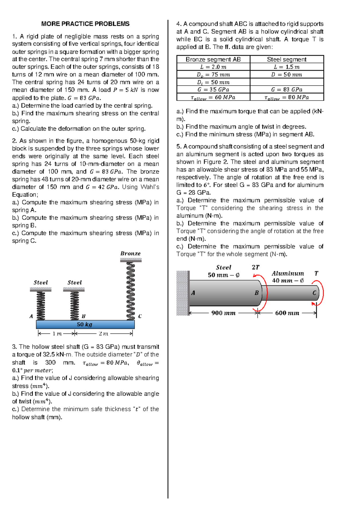 MORE- Practice Problems (Engineering Mechanics) - Studocu