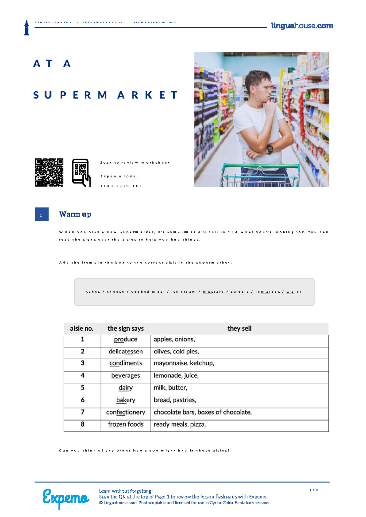 Elementary English: A1-A2 Supermarket Conversations and Activities ...