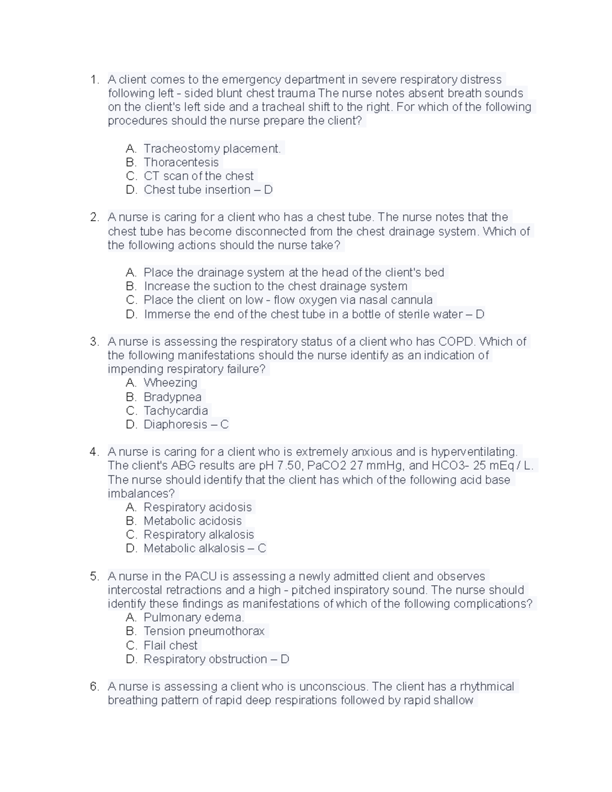 Dynamic Respiratory Quizzes: Week 1 Review & Key Concepts - Studocu