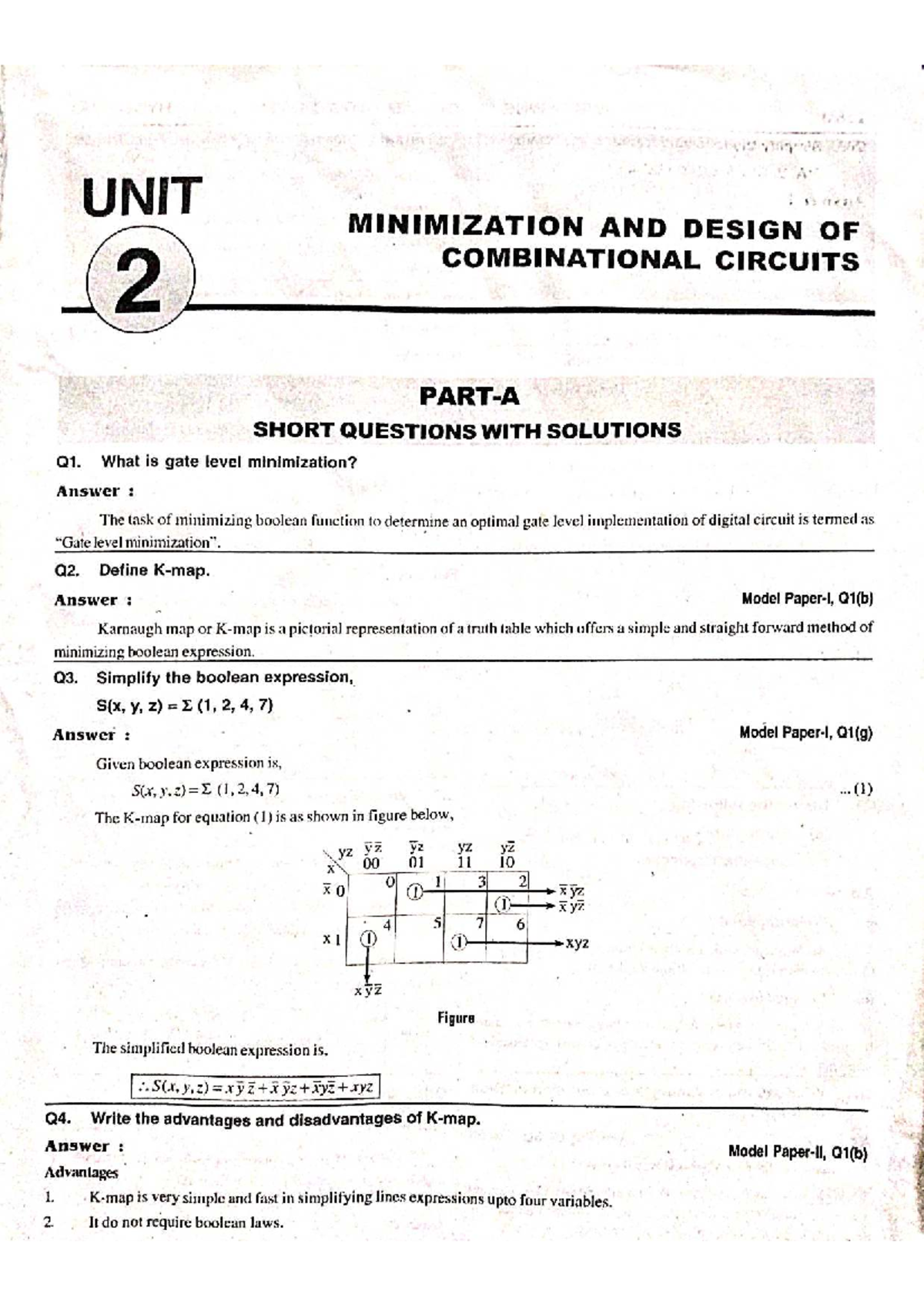 DLD- Unit 2 - Minimization and Design of Combinational Circuits: Short ...