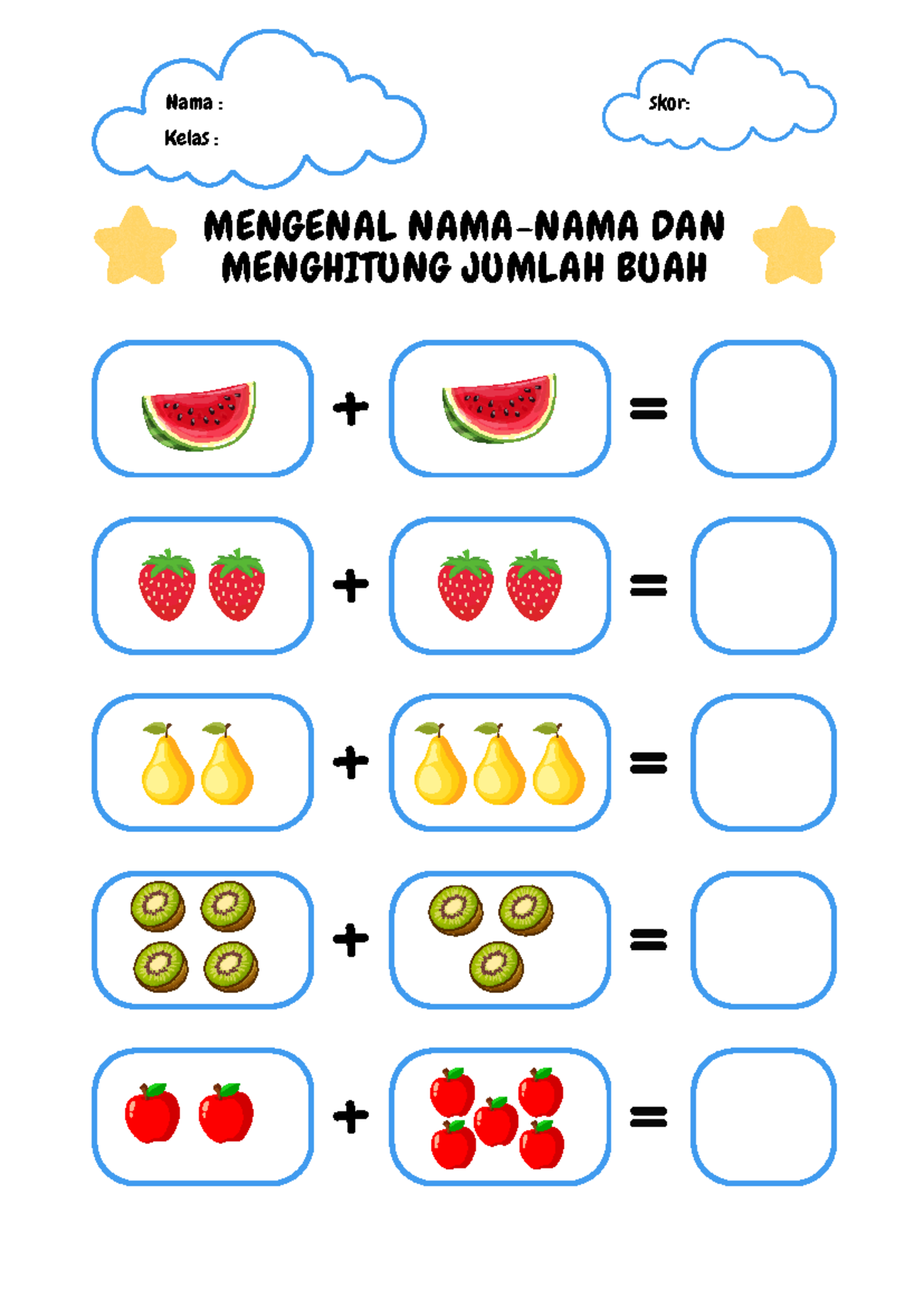 Hitung Jumlah Benda Lembar Kerja Kuning Putih Minimalis - Pendidikan ...