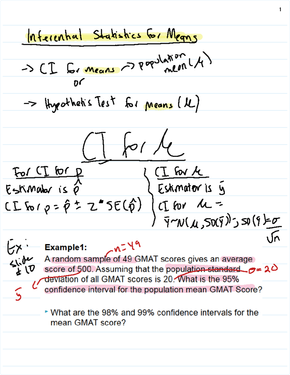 (Lecture 12)CI for Mean (for known sigma) - 1 Inferenhal Statistics for ...