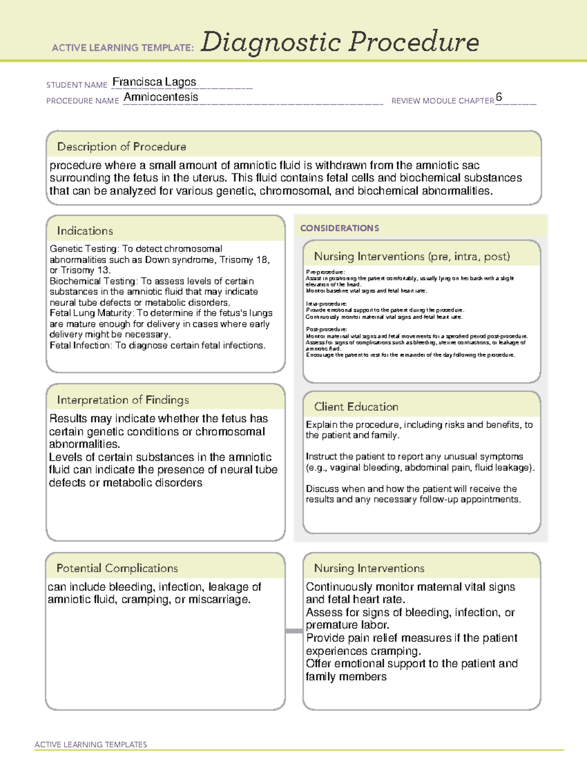 Amniocentesis template - ACTIVE LEARNING TEMPLATES Diagnostic Procedure ...