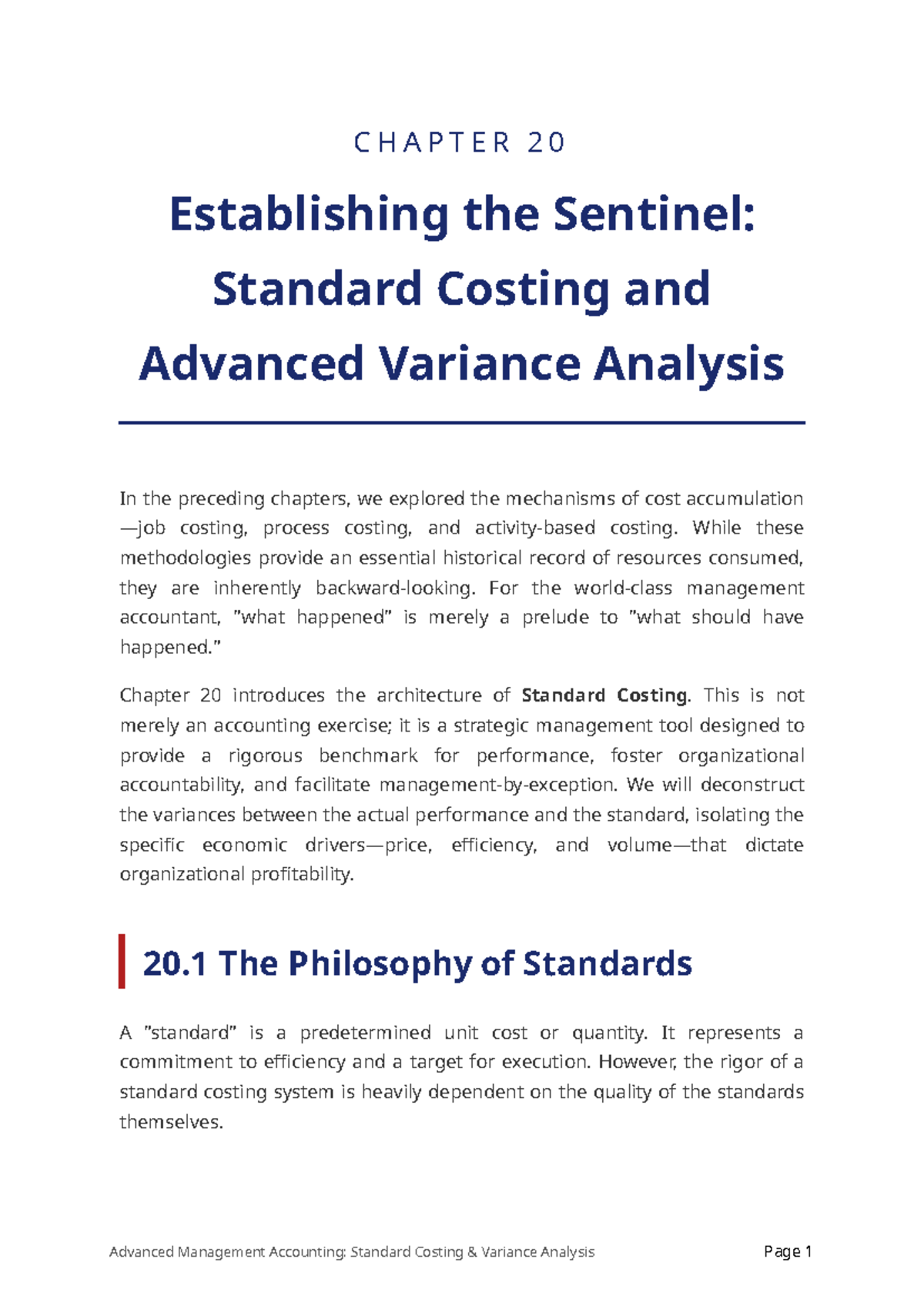 CHAPTER 20: Standard Costing & Advanced Variance Analysis - Studocu