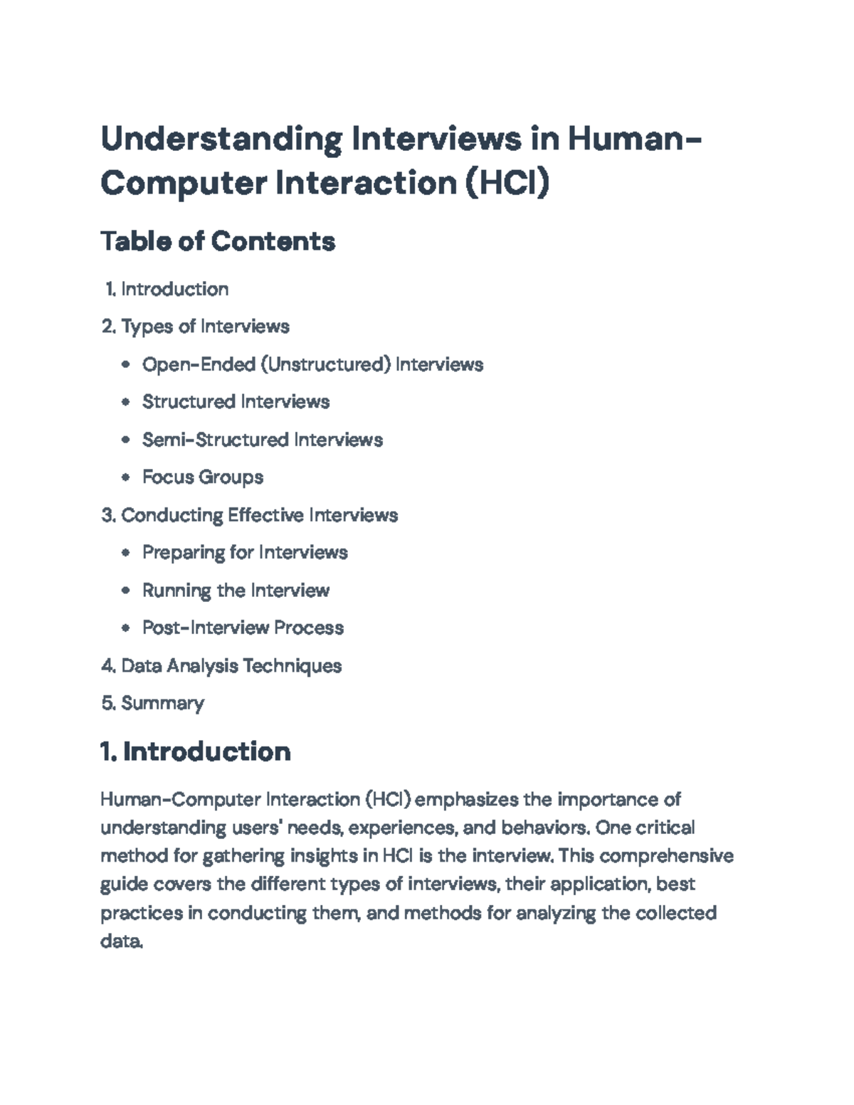 Understanding Interviews in Human-Computer Interaction (HCI) Techniques ...
