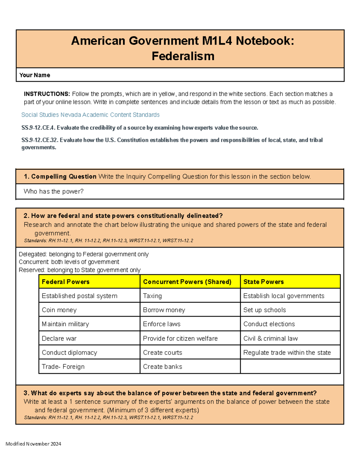 AG M1L4 Notebook: Understanding Federalism in American Government - Studocu