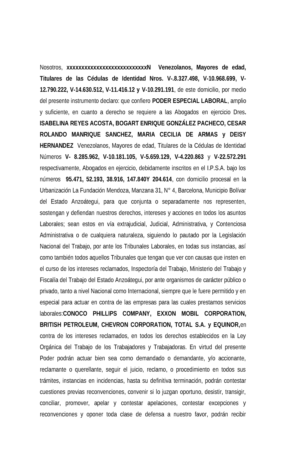Poder Especial Laboral - Abogados de la Firma Cesar y Asociados - Studocu