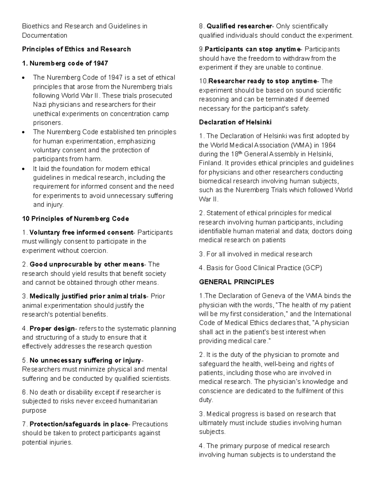 Bioethics and Research Guidelines: CU10 Ethics Overview - Studocu