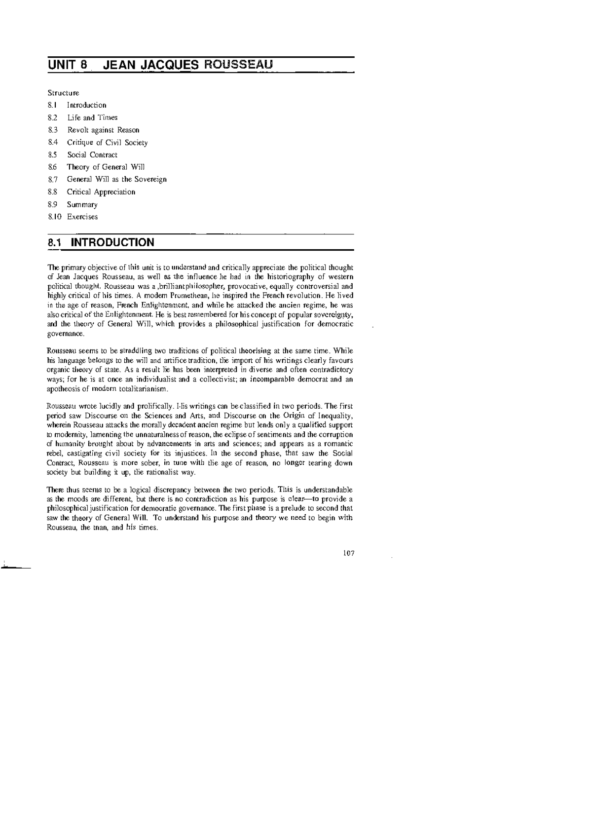 Unit 8: The Political Philosophy of Jean Jacques Rousseau - Studocu