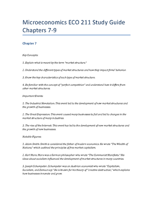 Microeconomics ECO 211 Study Guide Chapters 4-6 - Microeconomics ECO 211 Study Guide Chapters 4 ...
