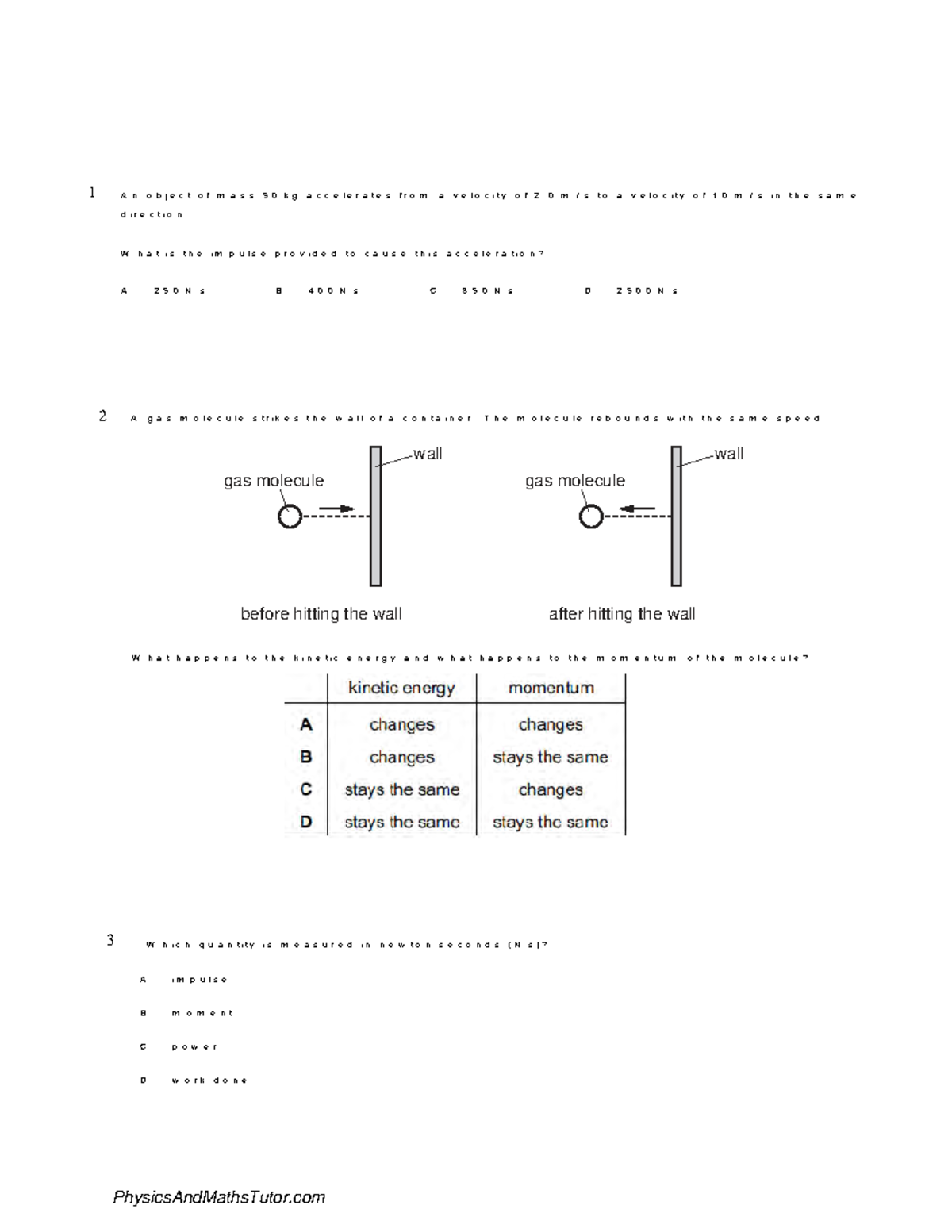 Momentum (Multiple Choice) QP - Physics Concepts and Impulse - Studocu