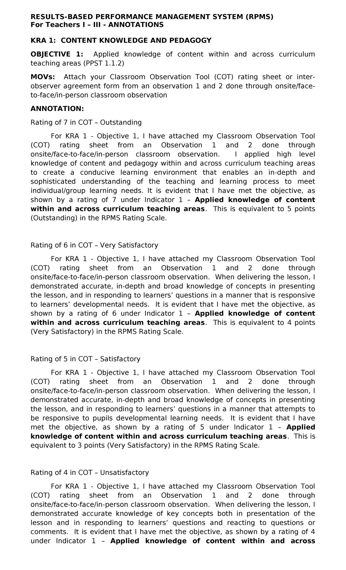 @ RPMS Annotations for Teachers I-III (SY 23-24) - Classroom ...