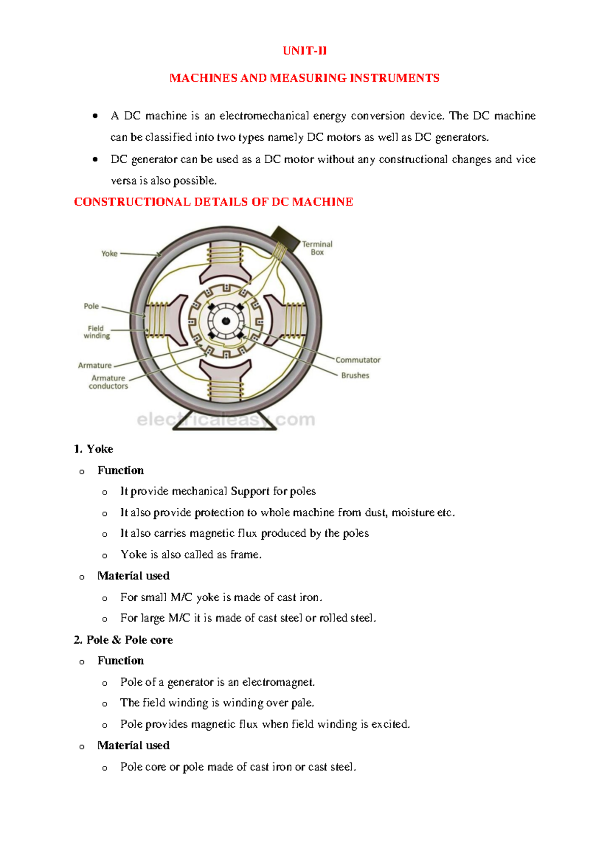 BEEE PART A UNIT-II: Overview of DC Machines & Induction Motors - Studocu