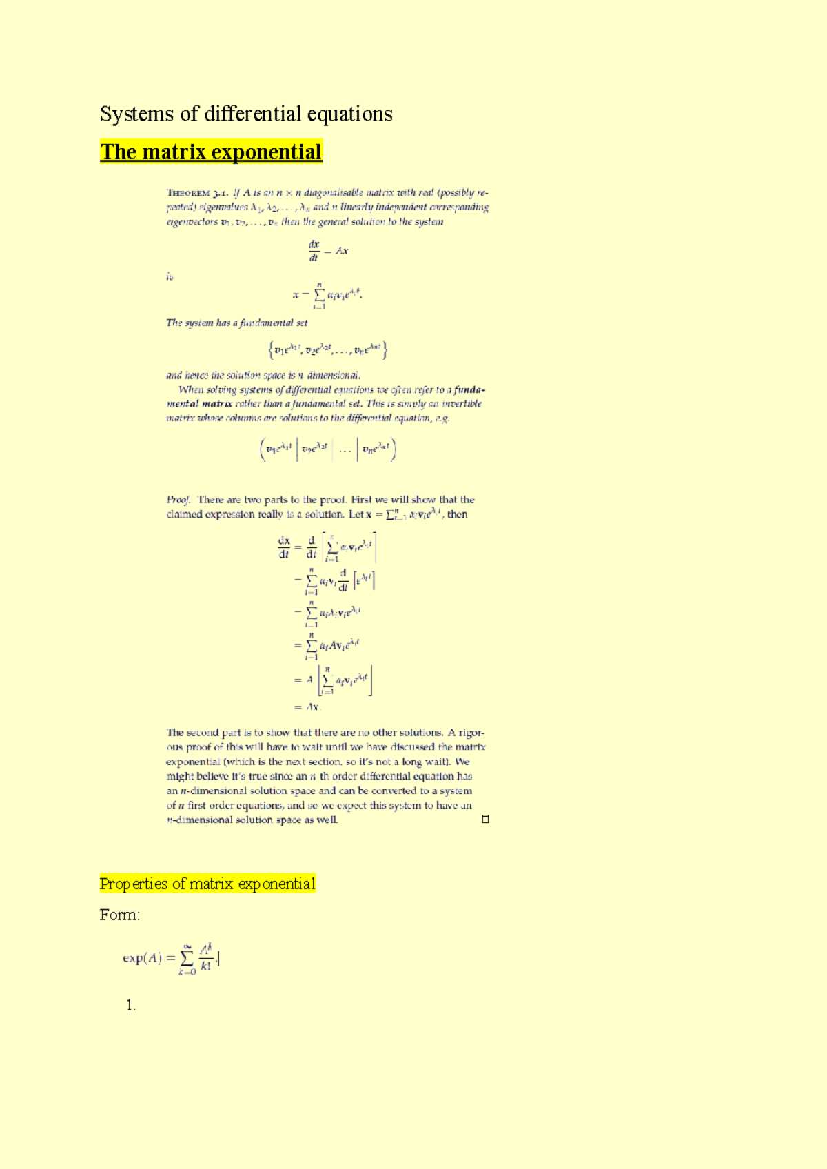 Systems of Differential Equations: Matrix Exponential & Eigenvectors ...