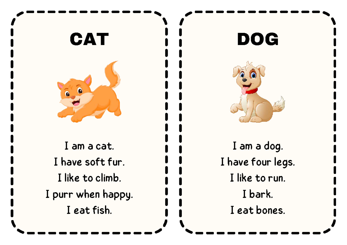 Animal Reading Task Flashcards: Cats, Dogs, and More! - Studocu