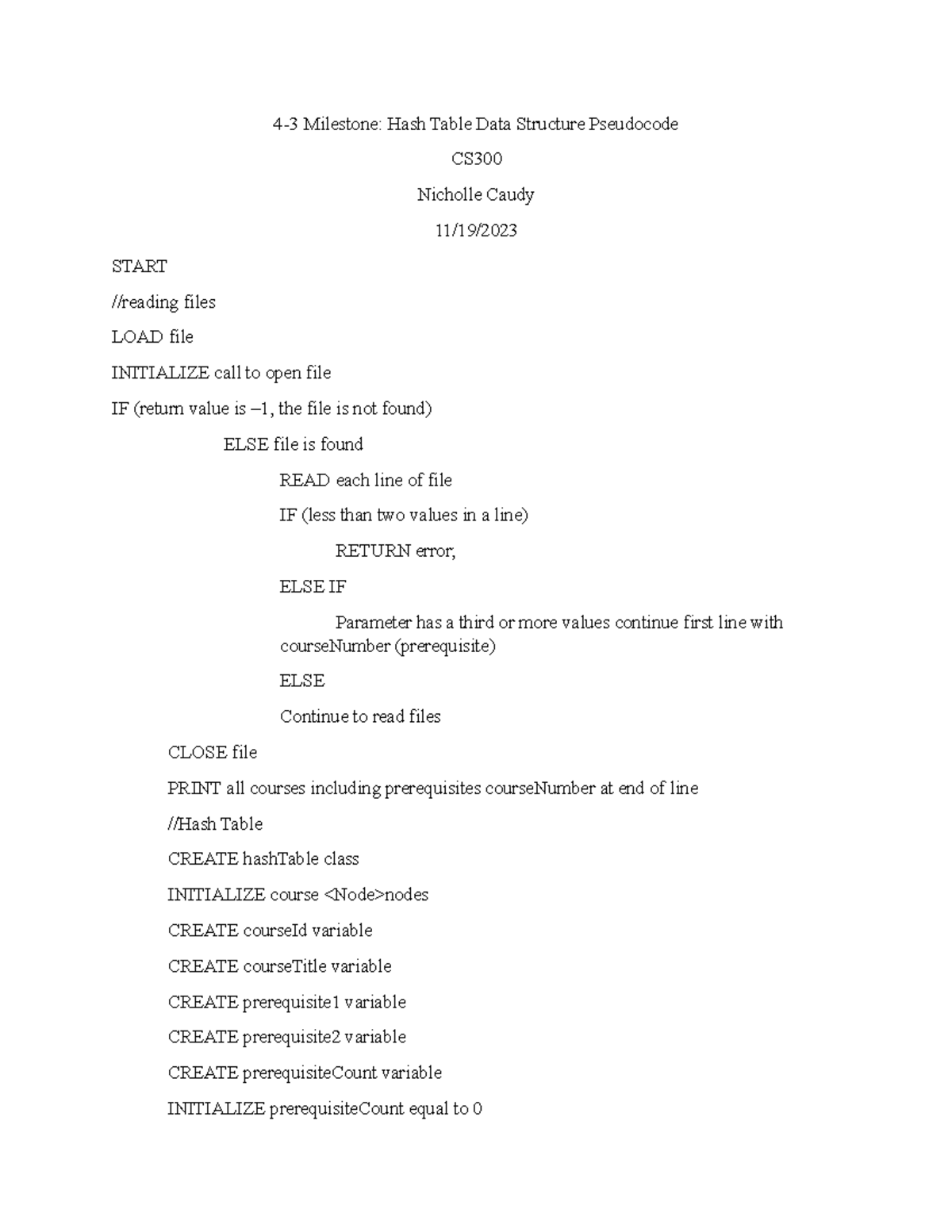 4-3 Milestone: Pseudocode for Hash Table Data Structure in CS - Studocu
