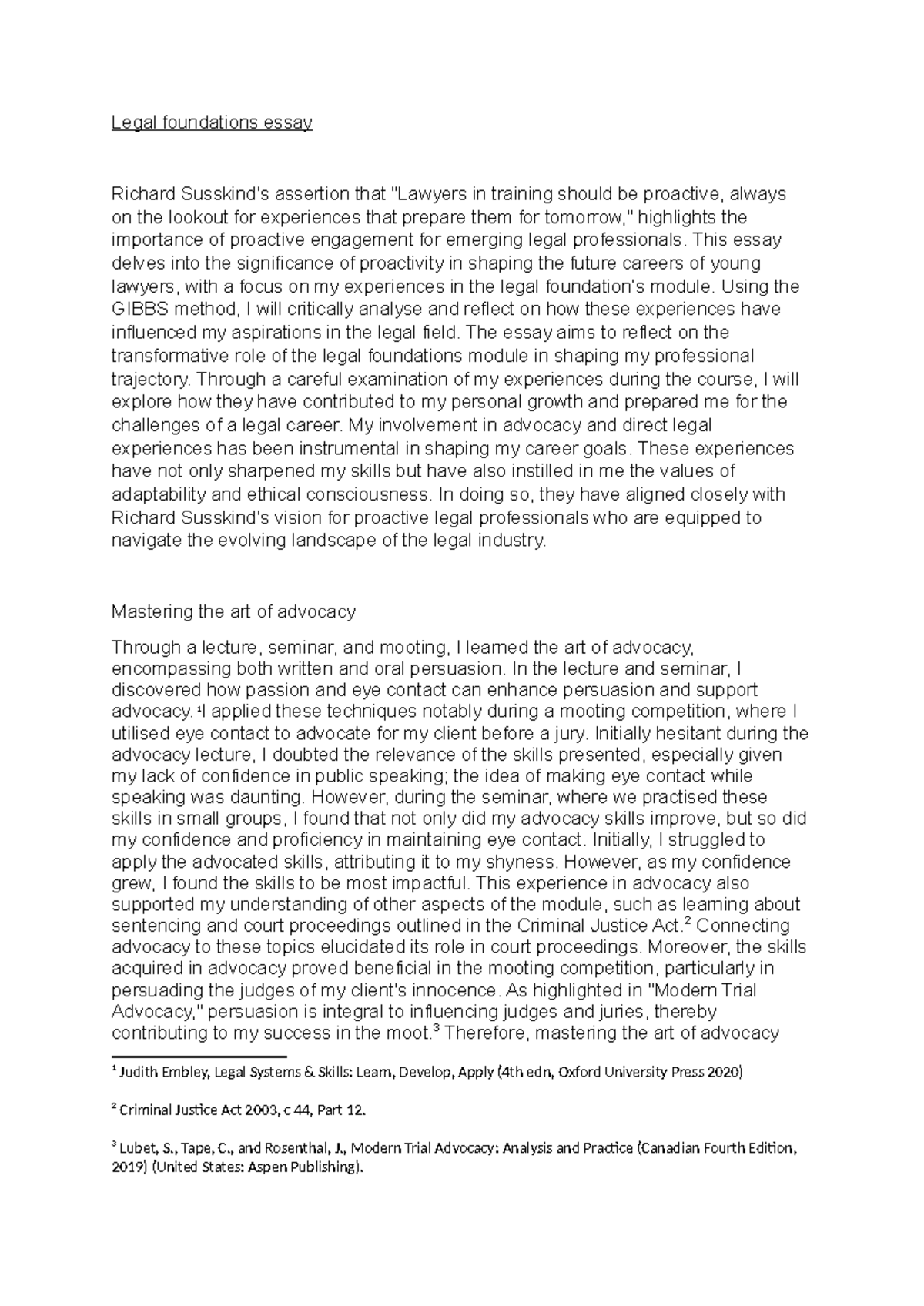 Reflective Essay Plan for Legal Foundations Module (LAW101) - Studocu