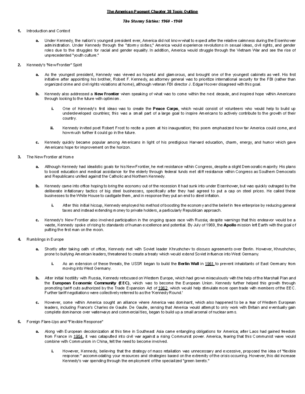 Apush Chapter 38 Topic Outline - The American Pageant Chapter 38 Topic ...