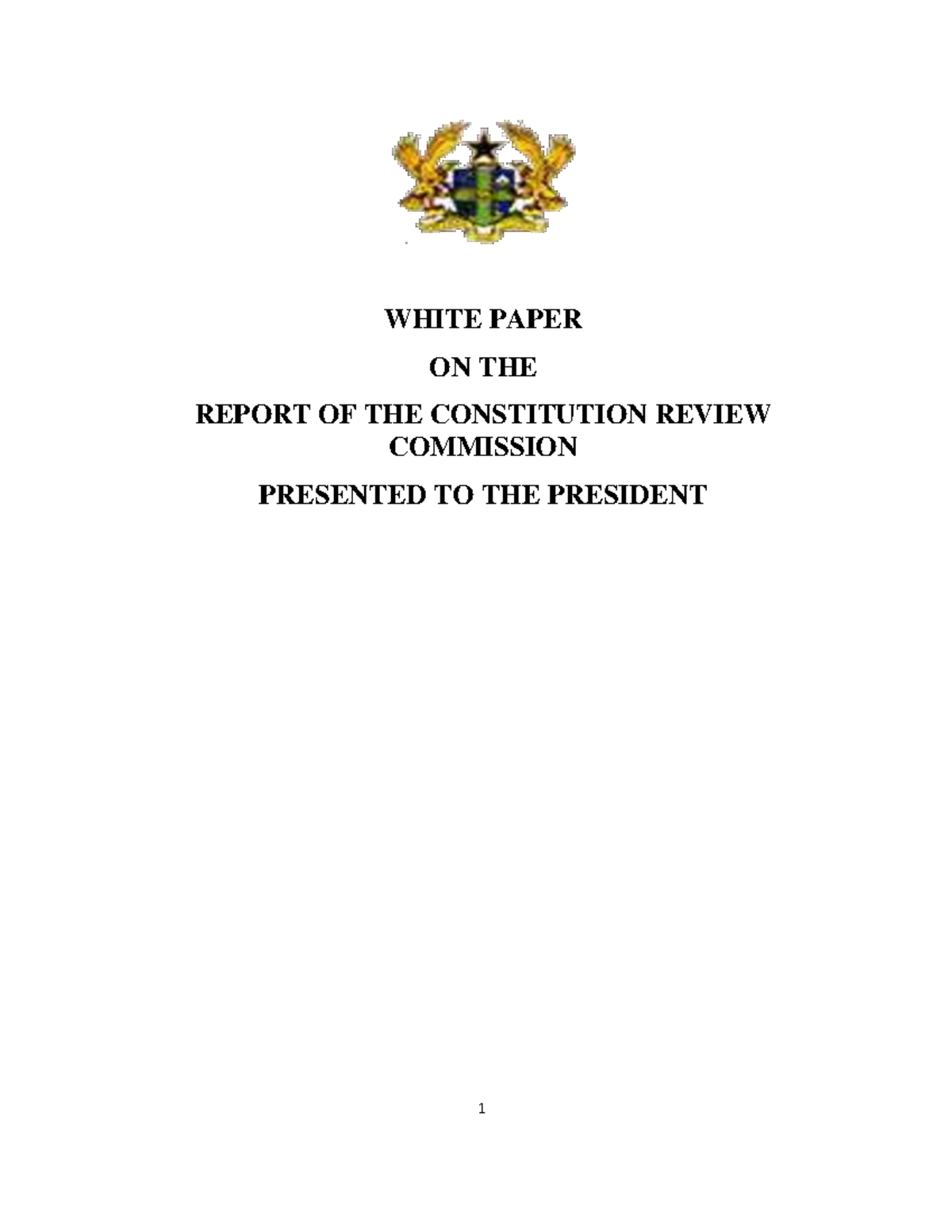 White Paper on the Constitution Review Commission Report to the ...