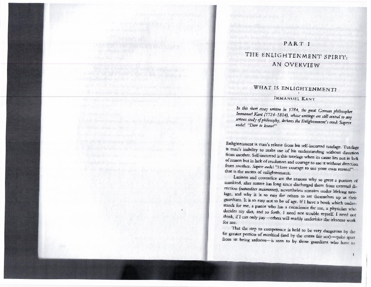 KANT 101: An Overview of Enlightenment and Its Principles - Studocu