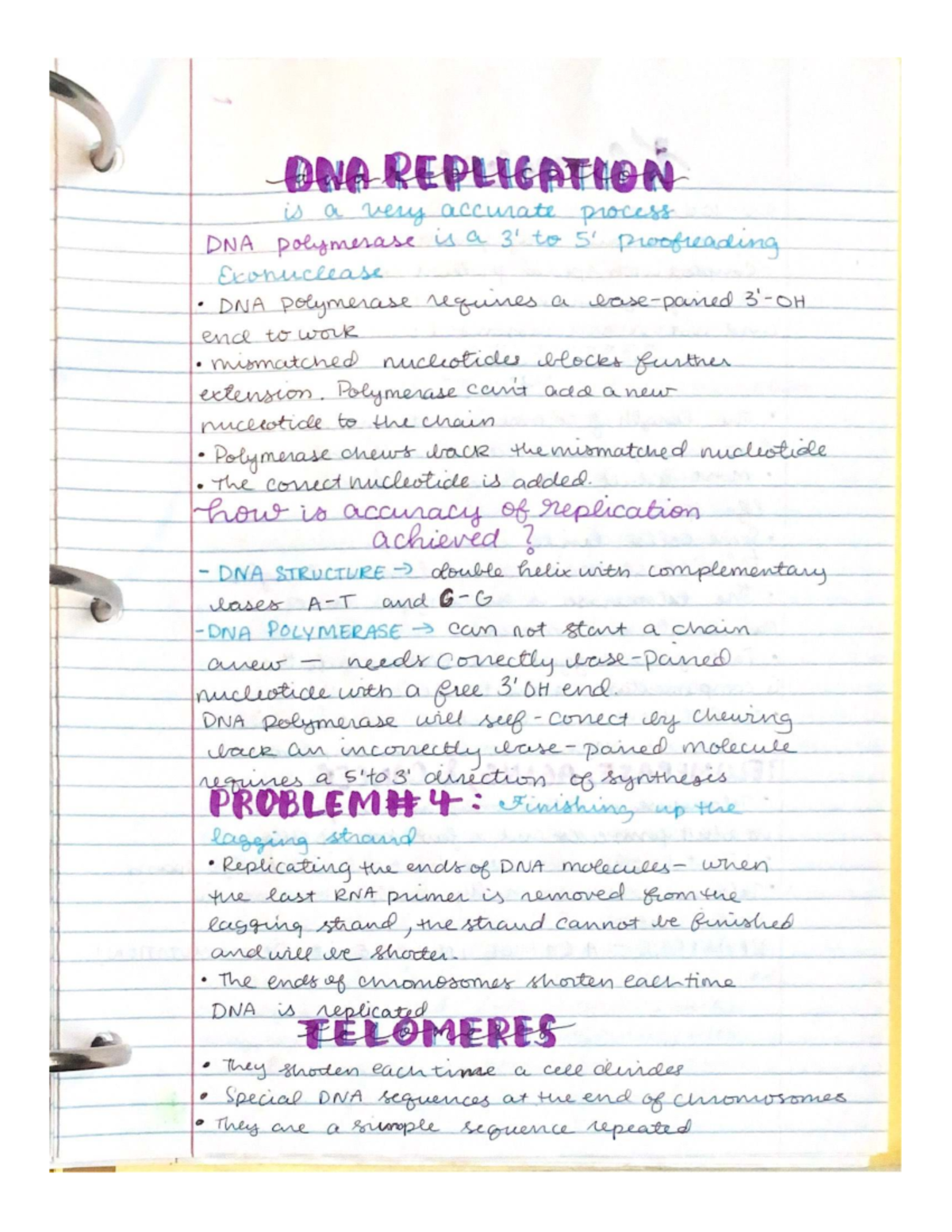 Replication and Telomeres: Understanding DNA Accuracy and Structure ...