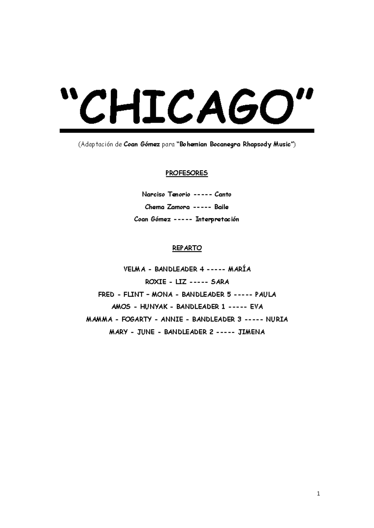 Título: "Chicago: Libreto Completo de la Obra Teatral" - Studocu