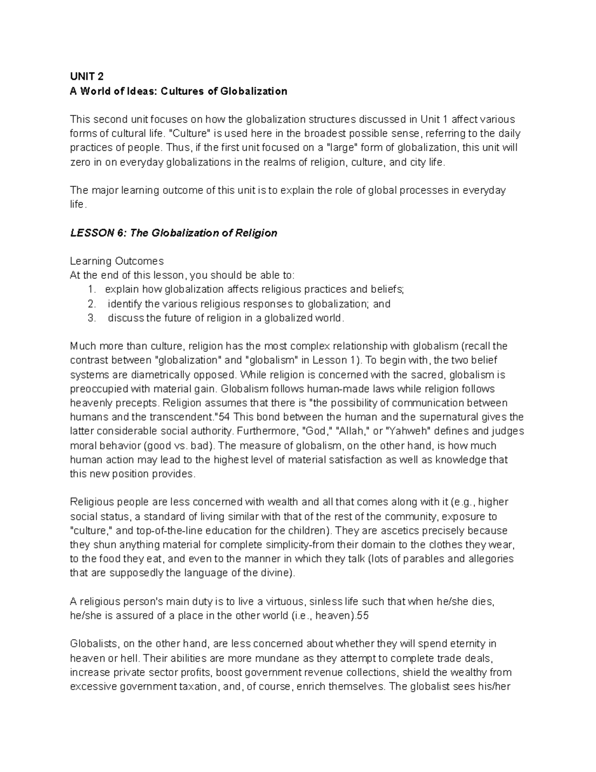 Contemporary World - UNIT 2: Globalization's Impact on Culture ...