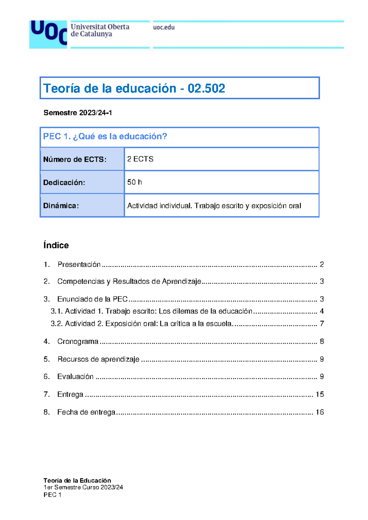 PEC 1: Reflexiones sobre el Fenómeno Educativo (2023-24-1) - Studocu