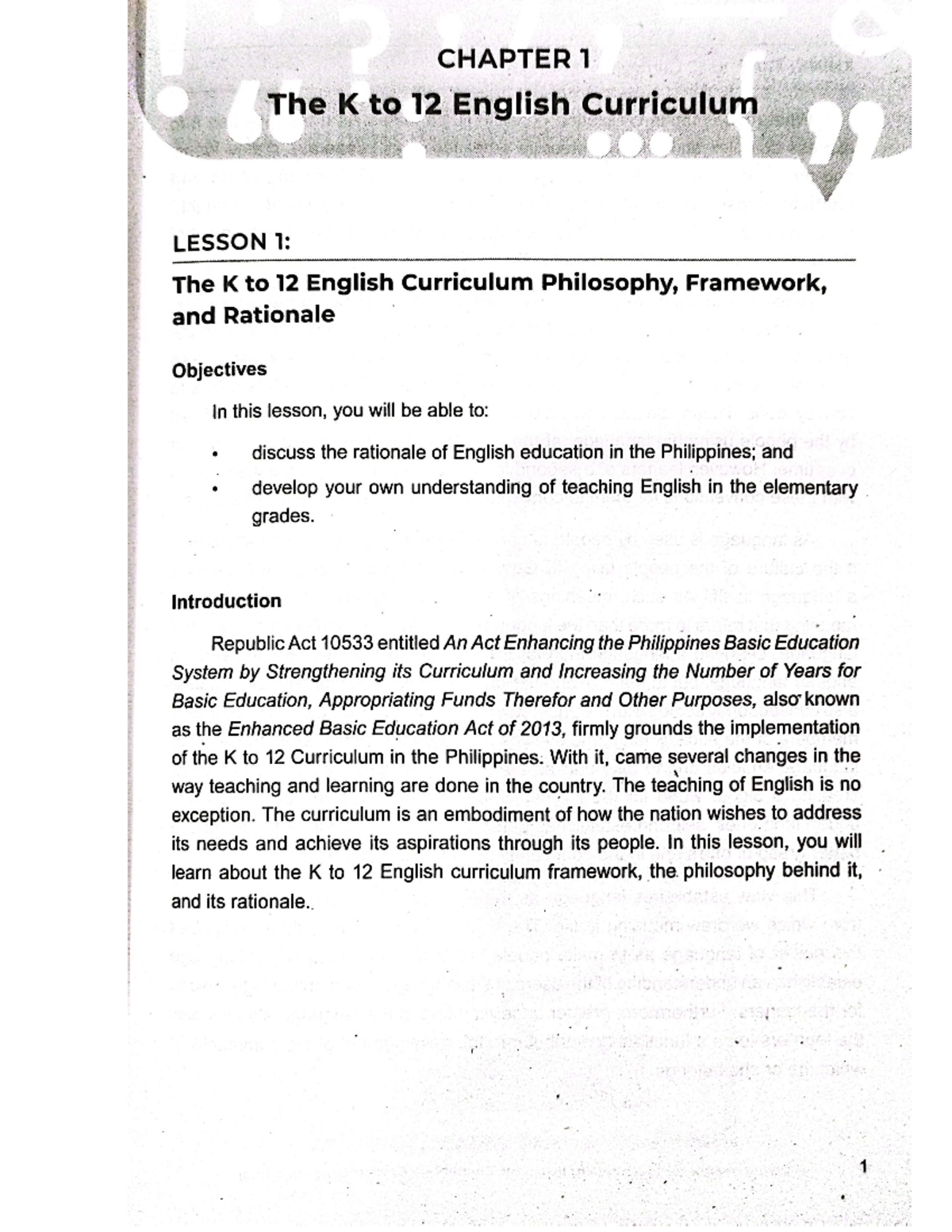The K to 12 English Curriculum Philosophy Framework and Rationale ...