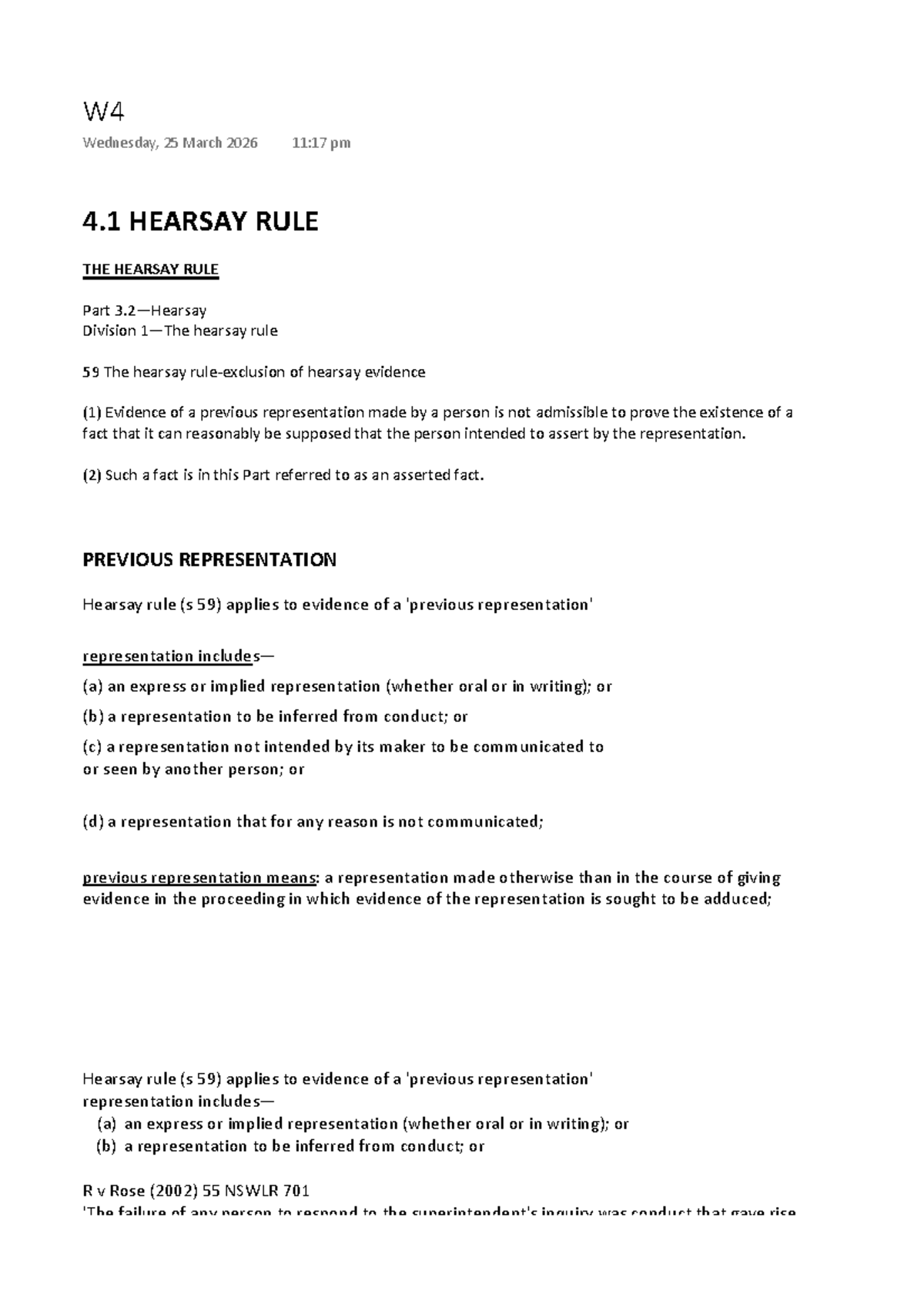 W4 - Hearsay Rule Overview and Key Concepts - Studocu