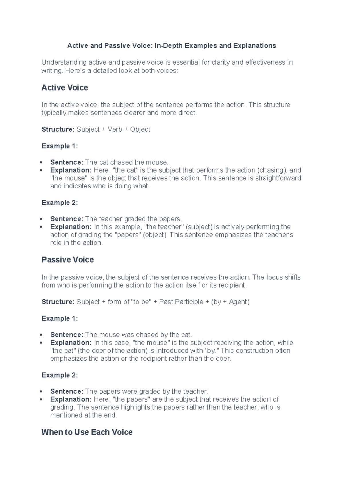 Active and Passive Voice: Essential Structure & Examples Explained - Studocu